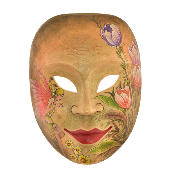 MASCHERA DIPINTA IN LEGNO DI IBISCO CM17 - IL BAULE D'ORIENTE